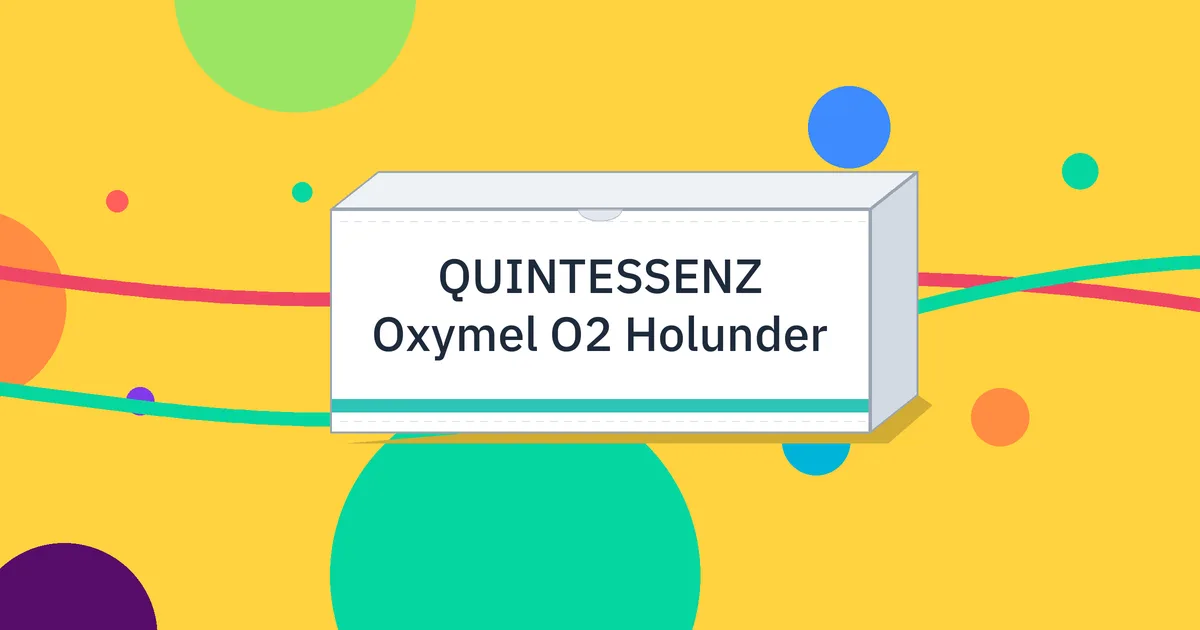 Symbolbild: Packung mit der Aufschrift QUINTESSENZ Oxymel O2 Holunder (PZN 18298460) – Verfügbarkeit und Bezug in Apotheken in Frankfurt am Main