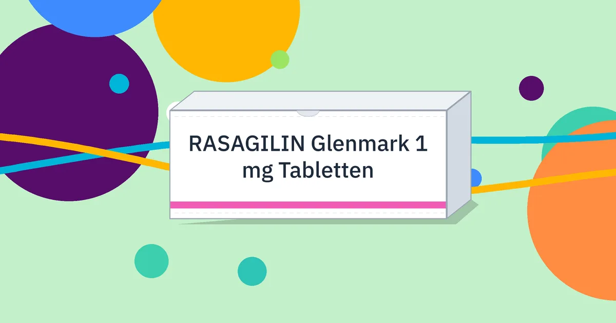 Symbolbild: Packung mit der Aufschrift RASAGILIN Glenmark 1 mg Tabletten (PZN 11865329) – Verfügbarkeit und Bezug in Apotheken in Frankfurt am Main