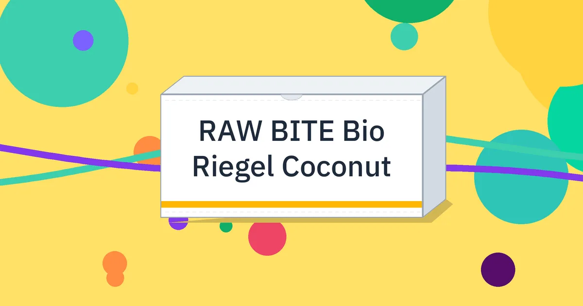 Symbolbild: Packung mit der Aufschrift RAW BITE Bio Riegel Coconut (PZN 14337105) – Verfügbarkeit und Bezug in Apotheken in Frankfurt am Main