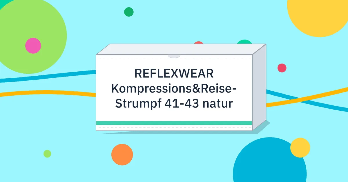 Symbolbild: Packung mit der Aufschrift REFLEXWEAR Kompressions&Reise-Strumpf 41-43 natur (PZN 14401033) – Verfügbarkeit und Bezug in Apotheken in Frankfurt am Main