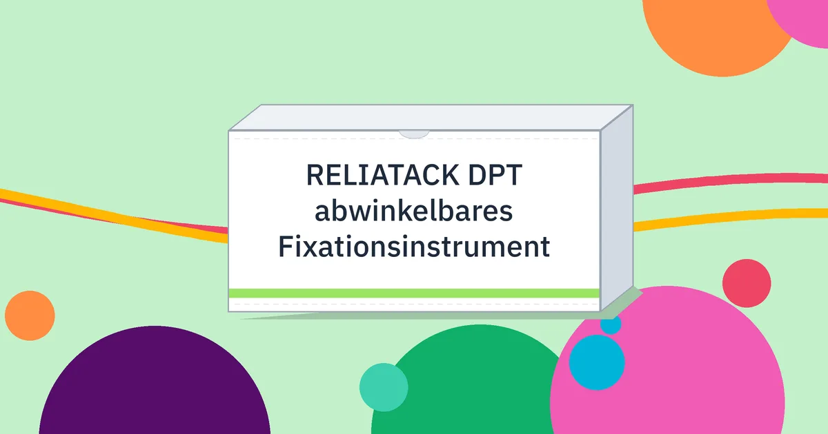 Symbolbild: Packung mit der Aufschrift RELIATACK DPT abwinkelbares Fixationsinstrument (PZN 16056669) – Verfügbarkeit und Bezug in Apotheken in Frankfurt am Main