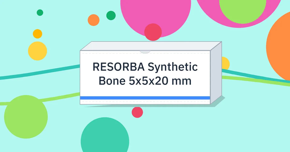 Symbolbild: Packung mit der Aufschrift RESORBA Synthetic Bone 5x5x20 mm (PZN 16857530) – Verfügbarkeit und Bezug in Apotheken in Frankfurt am Main