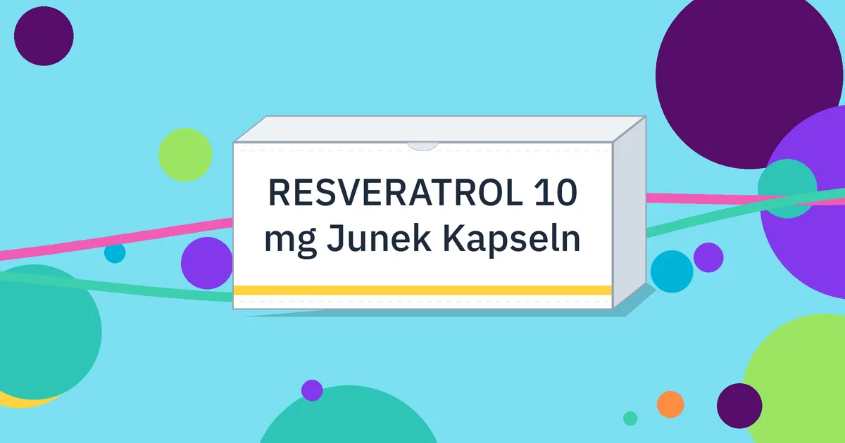Symbolbild: Packung mit der Aufschrift RESVERATROL 10 mg Junek Kapseln (PZN 02571178) – Verfügbarkeit und Bezug in Apotheken in Frankfurt am Main