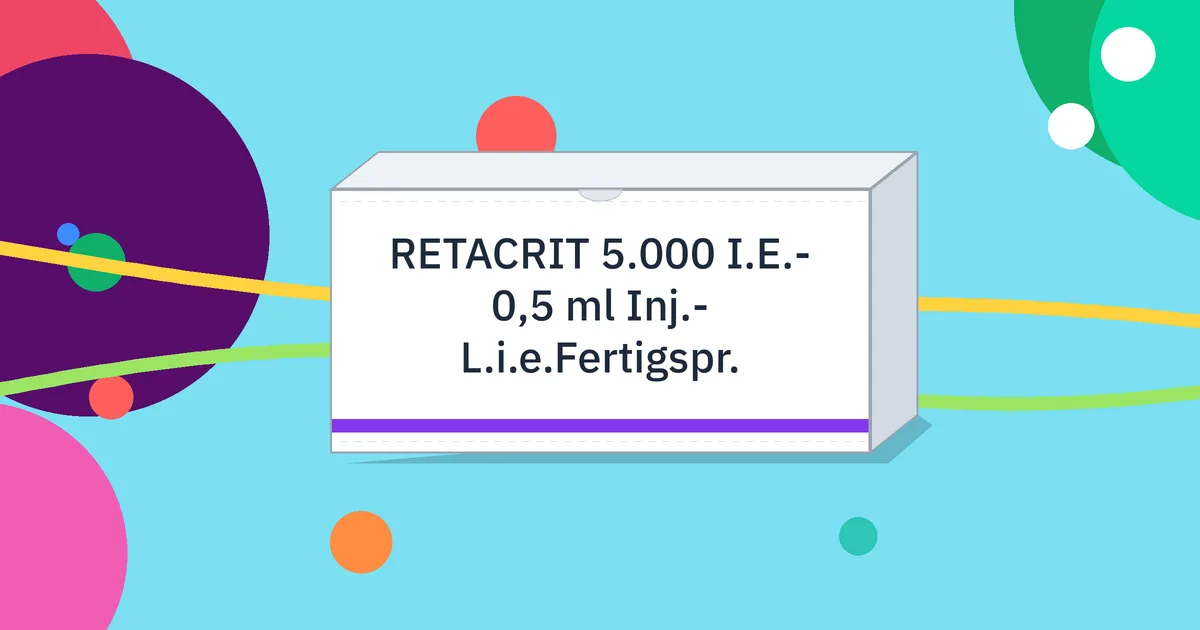 Symbolbild: Packung mit der Aufschrift RETACRIT 5.000 I.E.-0,5 ml Inj.-L.i.e.Fertigspr. (PZN 10917260) – Verfügbarkeit und Bezug in Apotheken in Frankfurt am Main