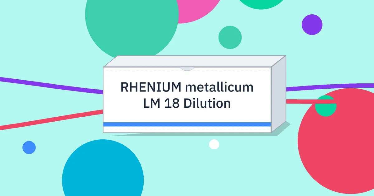 Symbolbild: Packung mit der Aufschrift RHENIUM metallicum LM 18 Dilution (PZN 13049060) – Verfügbarkeit und Bezug in Apotheken in Frankfurt am Main