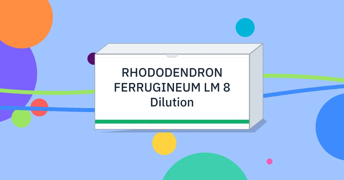 Symbolbild: Packung mit der Aufschrift RHODODENDRON FERRUGINEUM LM 8 Dilution (PZN 13051275) – Verfügbarkeit und Bezug in Apotheken in Frankfurt am Main