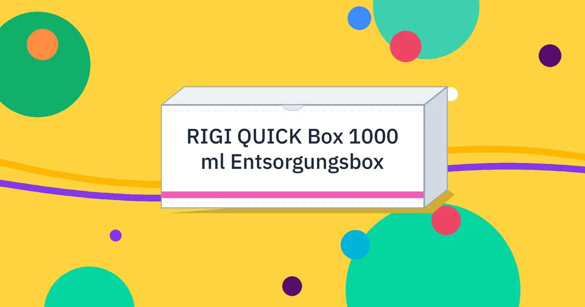 Symbolbild: Packung mit der Aufschrift RIGI QUICK Box 1000 ml Entsorgungsbox (PZN 09288043) – Verfügbarkeit und Bezug in Apotheken in Frankfurt am Main