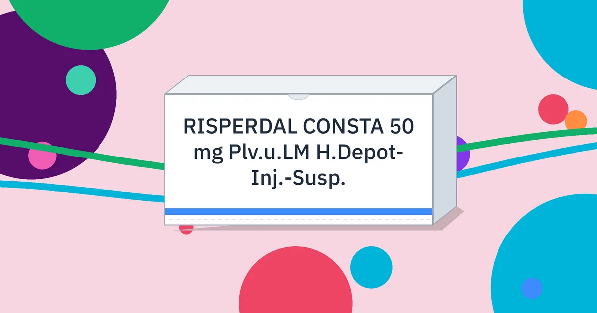 Symbolbild: Packung mit der Aufschrift RISPERDAL CONSTA 50 mg Plv.u.LM H.Depot-Inj.-Susp. (PZN 18224409) – Verfügbarkeit und Bezug in Apotheken in Frankfurt am Main
