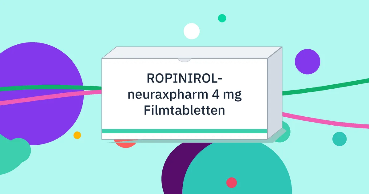 Symbolbild: Packung mit der Aufschrift ROPINIROL-neuraxpharm 4 mg Filmtabletten (PZN 00560360) – Verfügbarkeit und Bezug in Apotheken in Frankfurt am Main