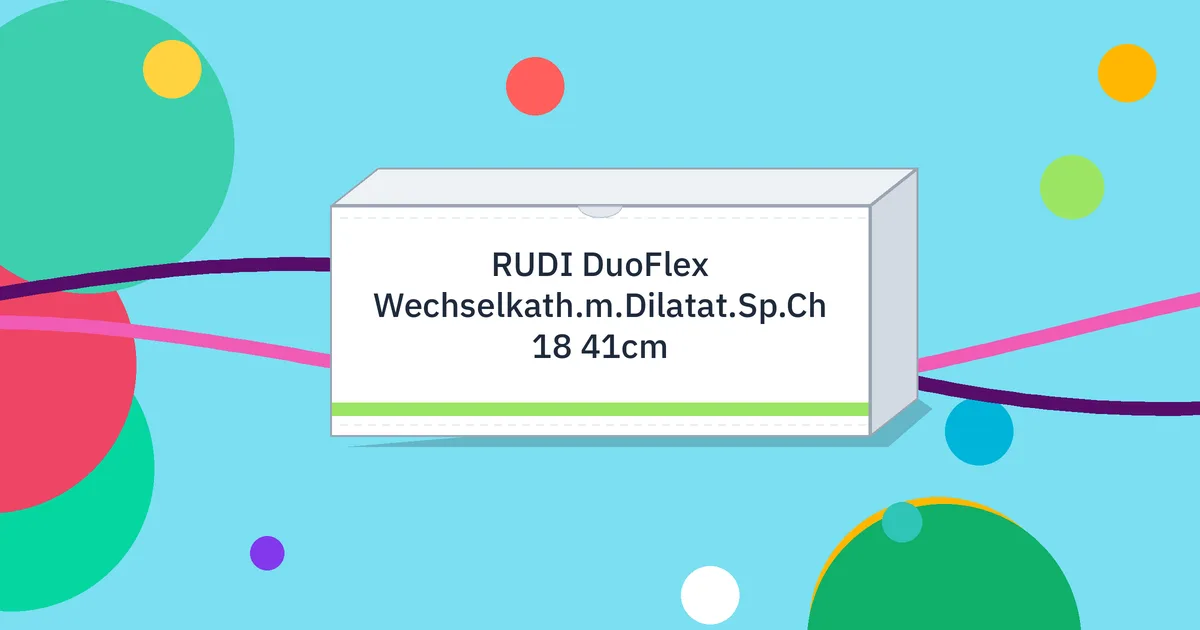 Symbolbild: Packung mit der Aufschrift RUDI DuoFlex Wechselkath.m.Dilatat.Sp.Ch 18 41cm (PZN 19473882) – Verfügbarkeit und Bezug in Apotheken in Frankfurt am Main
