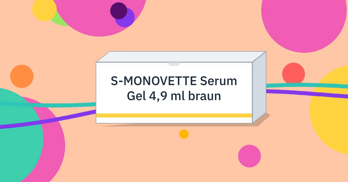 Symbolbild: Packung mit der Aufschrift S-MONOVETTE Serum Gel 4,9 ml braun (PZN 10260044) – Verfügbarkeit und Bezug in Apotheken in Frankfurt am Main