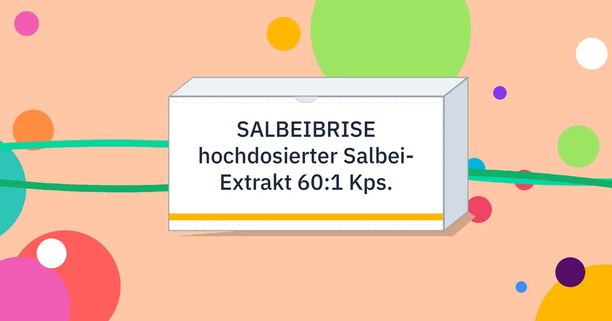 Symbolbild: Packung mit der Aufschrift SALBEIBRISE hochdosierter Salbei-Extrakt 60:1 Kps. (PZN 19199607) – Verfügbarkeit und Bezug in Apotheken in Frankfurt am Main