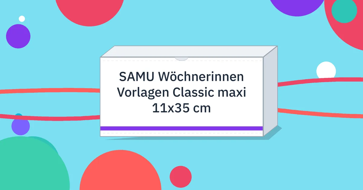 Symbolbild: Packung mit der Aufschrift SAMU Wöchnerinnen Vorlagen Classic maxi 11x35 cm (PZN 20549018) – Verfügbarkeit und Bezug in Apotheken in Frankfurt am Main