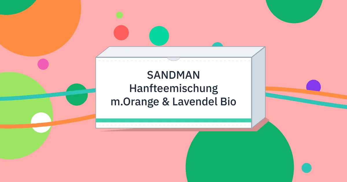 Symbolbild: Packung mit der Aufschrift SANDMAN Hanfteemischung m.Orange & Lavendel Bio (PZN 17924263) – Verfügbarkeit und Bezug in Apotheken in Frankfurt am Main