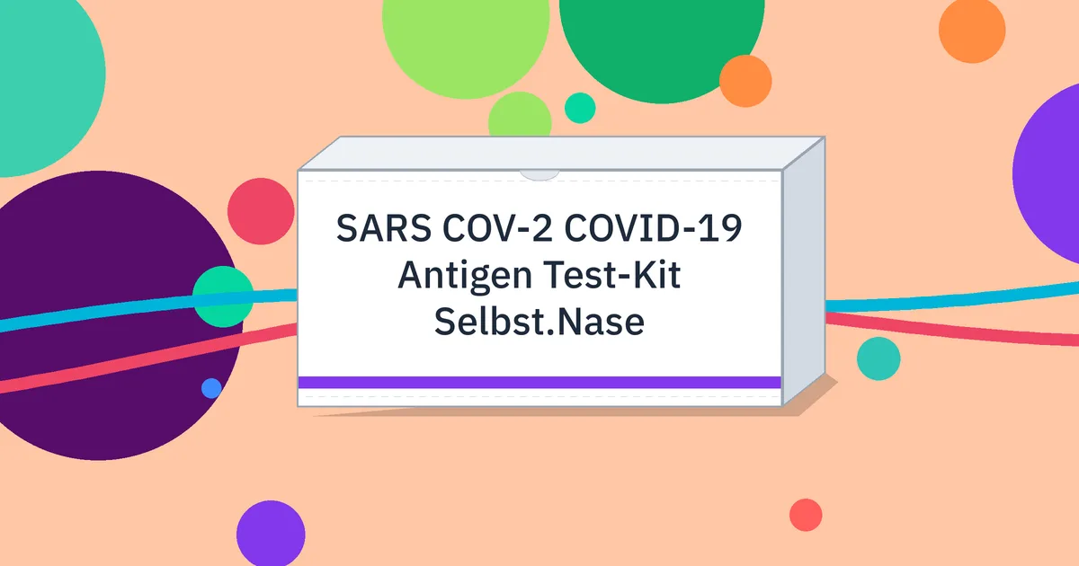 Symbolbild: Packung mit der Aufschrift SARS COV-2 COVID-19 Antigen Test-Kit Selbst.Nase (PZN 18391840) – Verfügbarkeit und Bezug in Apotheken in Frankfurt am Main