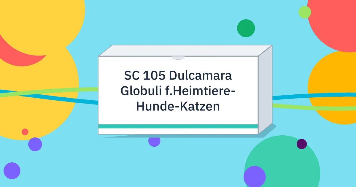Symbolbild: Packung mit der Aufschrift SC 105 Dulcamara Globuli f.Heimtiere-Hunde-Katzen (PZN 09441504) – Verfügbarkeit und Bezug in Apotheken in Frankfurt am Main