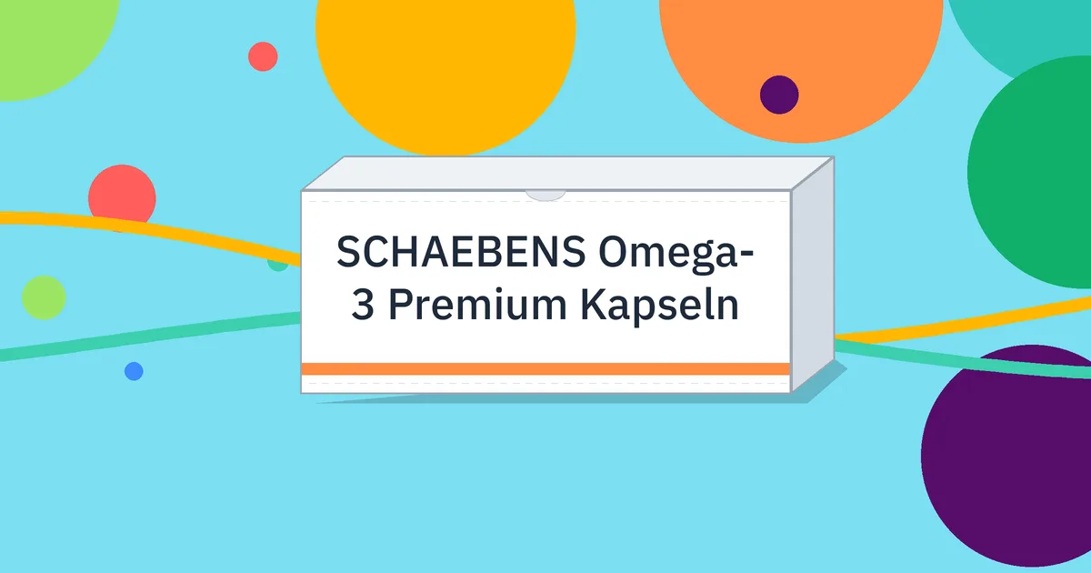 Symbolbild: Packung mit der Aufschrift SCHAEBENS Omega-3 Premium Kapseln (PZN 19445986) – Verfügbarkeit und Bezug in Apotheken in Frankfurt am Main