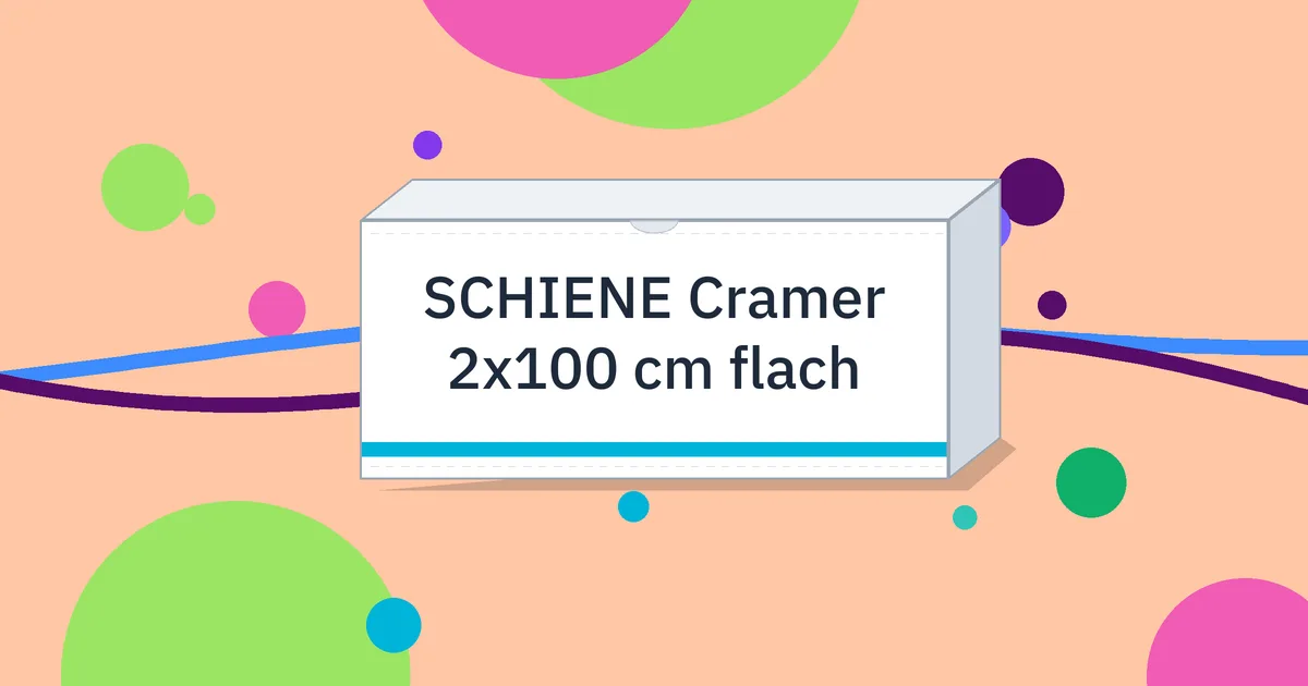 Symbolbild: Packung mit der Aufschrift SCHIENE Cramer 2x100 cm flach (PZN 01968488) – Verfügbarkeit und Bezug in Apotheken in Frankfurt am Main