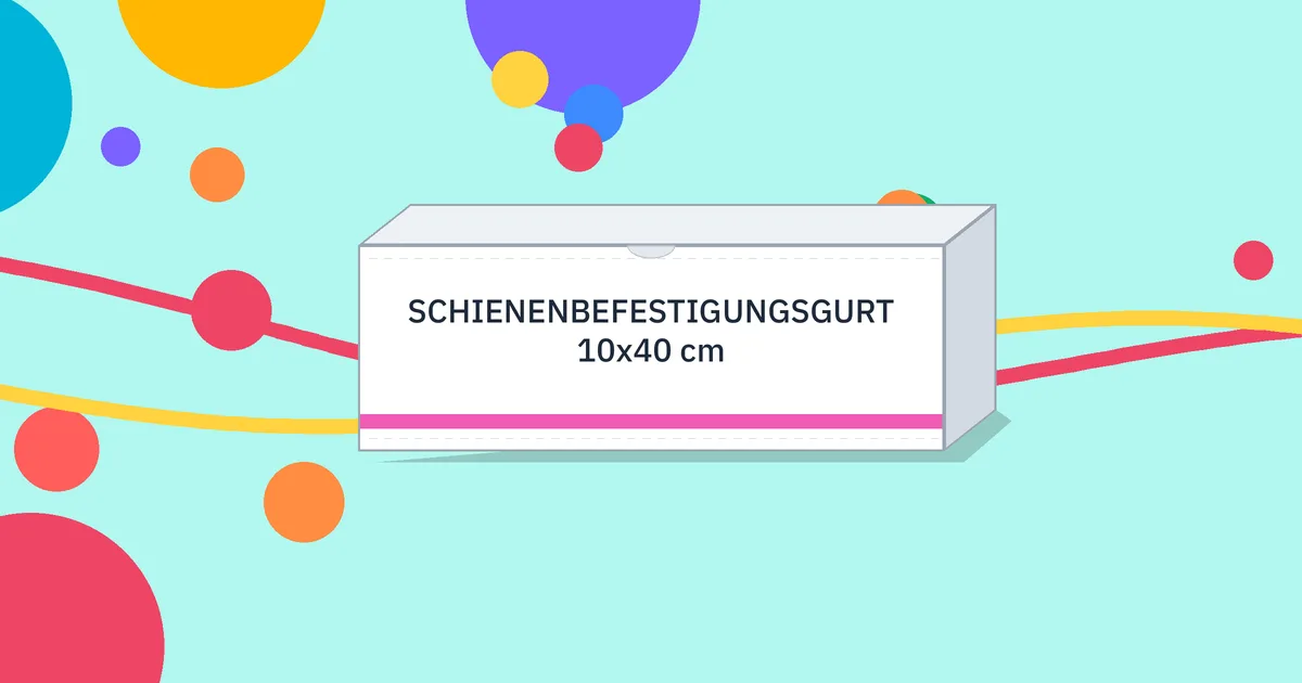 Symbolbild: Packung mit der Aufschrift SCHIENENBEFESTIGUNGSGURT 10x40 cm (PZN 03228519) – Verfügbarkeit und Bezug in Apotheken in Frankfurt am Main