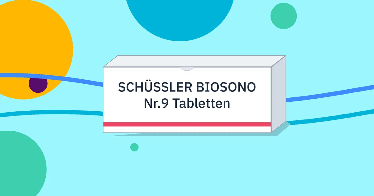 Symbolbild: Packung mit der Aufschrift SCHÜSSLER BIOSONO Nr.9 Tabletten (PZN 04679158) – Verfügbarkeit und Bezug in Apotheken in Frankfurt am Main