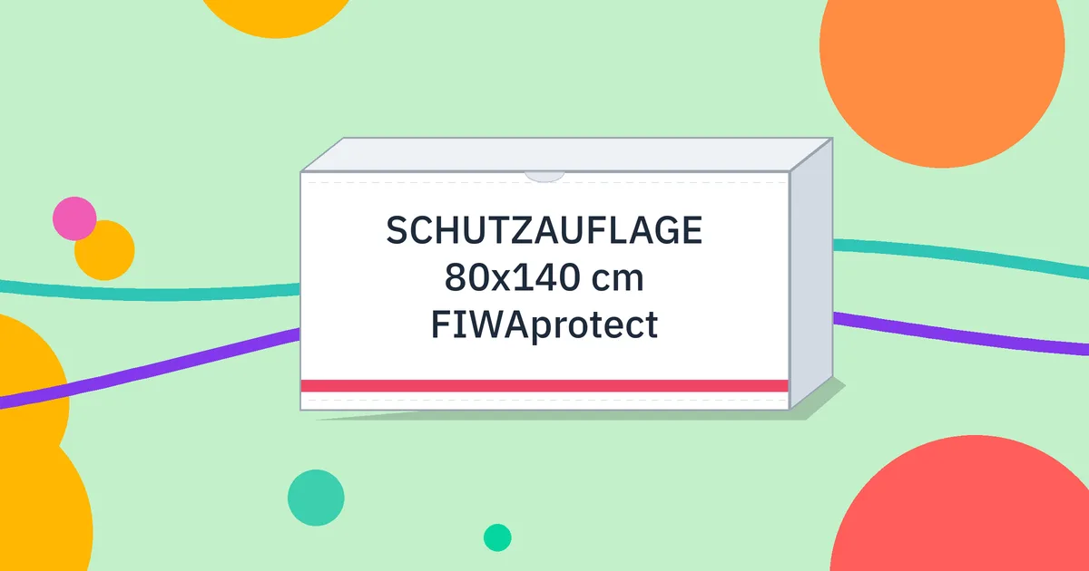 Symbolbild: Packung mit der Aufschrift SCHUTZAUFLAGE 80x140 cm FIWAprotect (PZN 11859760) – Verfügbarkeit und Bezug in Apotheken in Frankfurt am Main