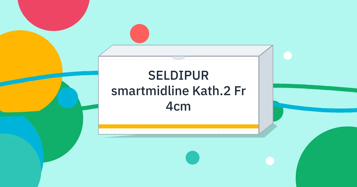Symbolbild: Packung mit der Aufschrift SELDIPUR smartmidline Kath.2 Fr 4cm (PZN 15263047) – Verfügbarkeit und Bezug in Apotheken in Frankfurt am Main