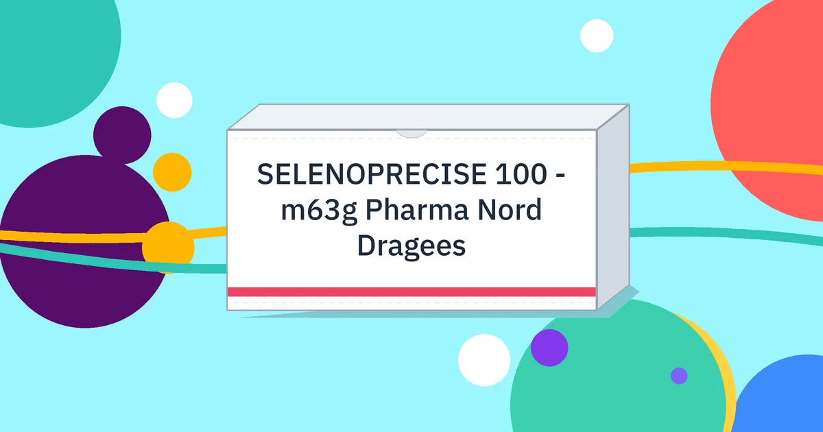 Symbolbild: Packung mit der Aufschrift SELENOPRECISE 100 -m63g Pharma Nord Dragees (PZN 00449384) – Verfügbarkeit und Bezug in Apotheken in Frankfurt am Main