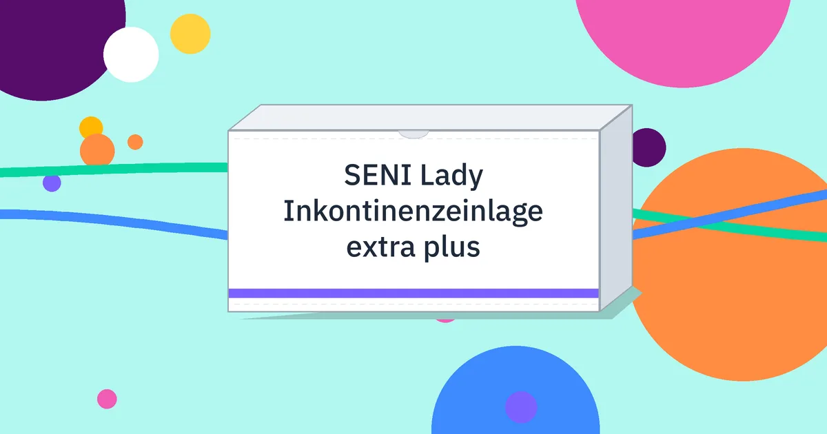 Symbolbild: Packung mit der Aufschrift SENI Lady Inkontinenzeinlage extra plus (PZN 16916936) – Verfügbarkeit und Bezug in Apotheken in Frankfurt am Main