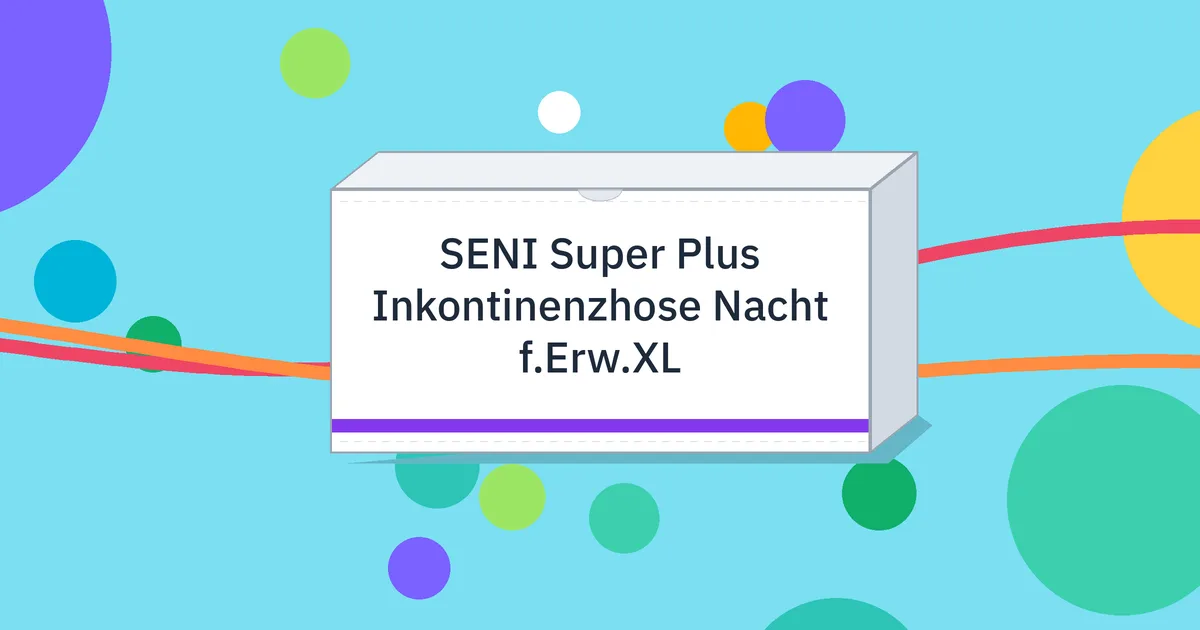 Symbolbild: Packung mit der Aufschrift SENI Super Plus Inkontinenzhose Nacht f.Erw.XL (PZN 10123117) – Verfügbarkeit und Bezug in Apotheken in Frankfurt am Main