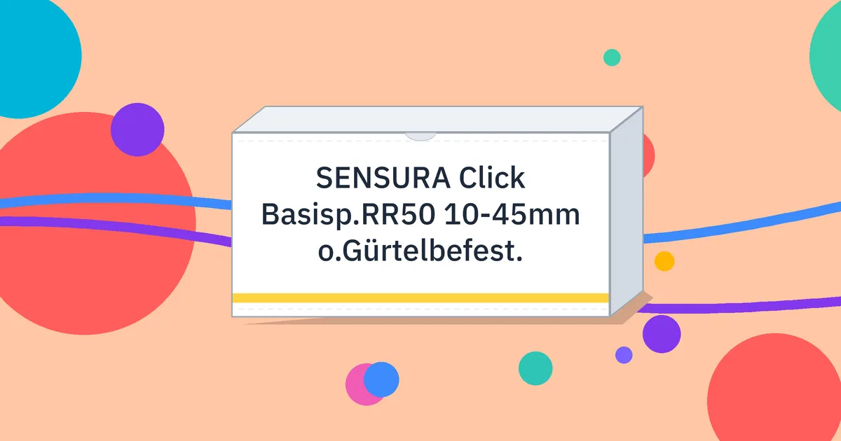 Symbolbild: Packung mit der Aufschrift SENSURA Click Basisp.RR50 10-45mm o.Gürtelbefest. (PZN 05917430) – Verfügbarkeit und Bezug in Apotheken in Frankfurt am Main