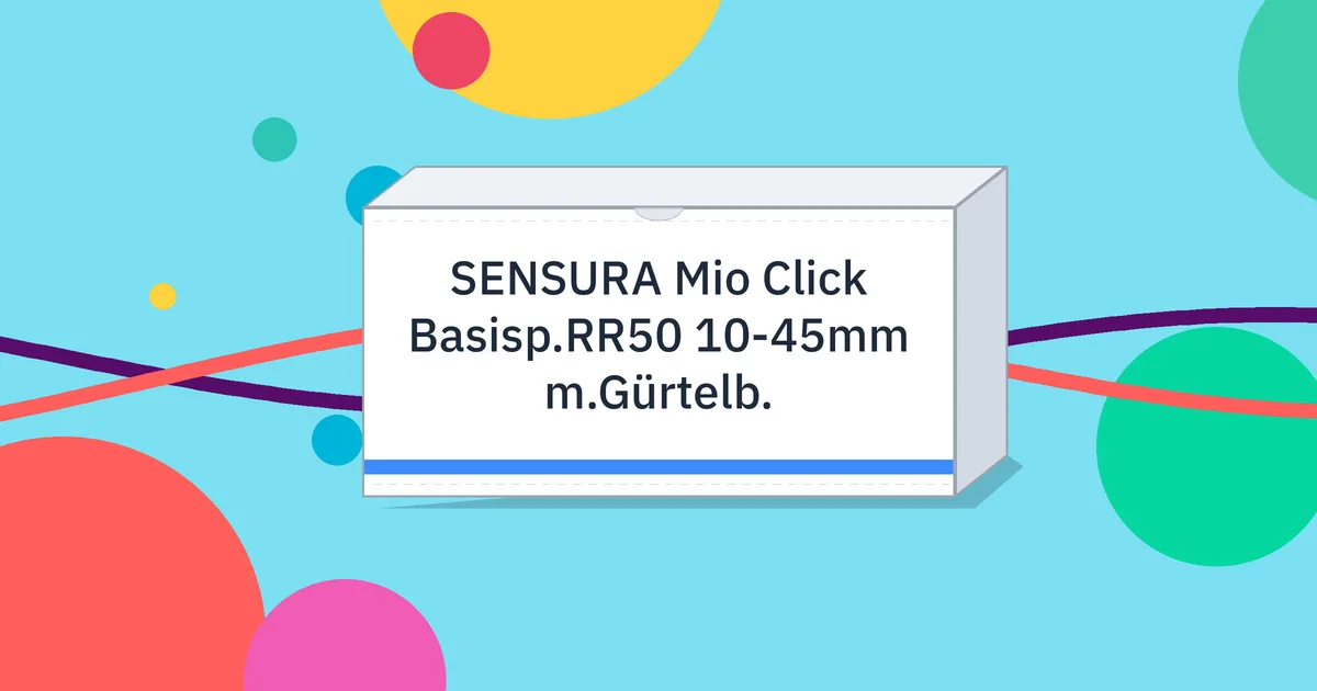Symbolbild: Packung mit der Aufschrift SENSURA Mio Click Basisp.RR50 10-45mm m.Gürtelb. (PZN 10202561) – Verfügbarkeit und Bezug in Apotheken in Frankfurt am Main