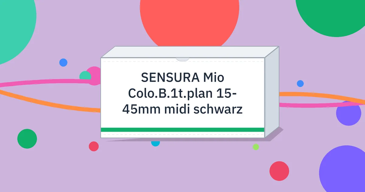 Symbolbild: Packung mit der Aufschrift SENSURA Mio Colo.B.1t.plan 15-45mm midi schwarz (PZN 19974638) – Verfügbarkeit und Bezug in Apotheken in Frankfurt am Main