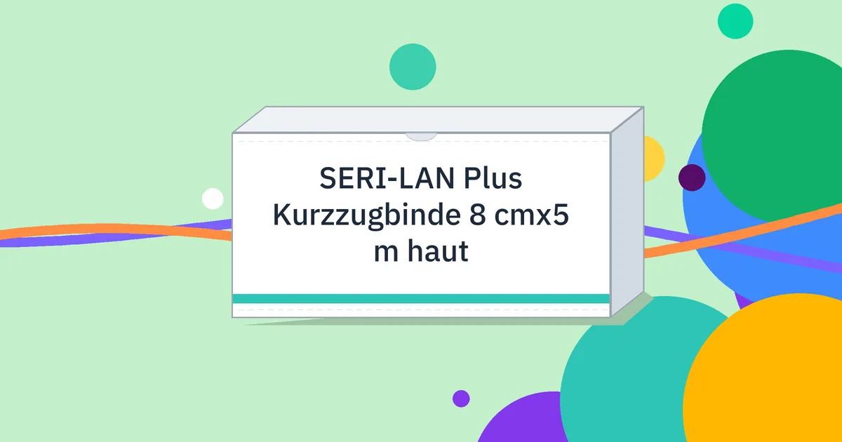 Symbolbild: Packung mit der Aufschrift SERI-LAN Plus Kurzzugbinde 8 cmx5 m haut (PZN 00851092) – Verfügbarkeit und Bezug in Apotheken in Frankfurt am Main