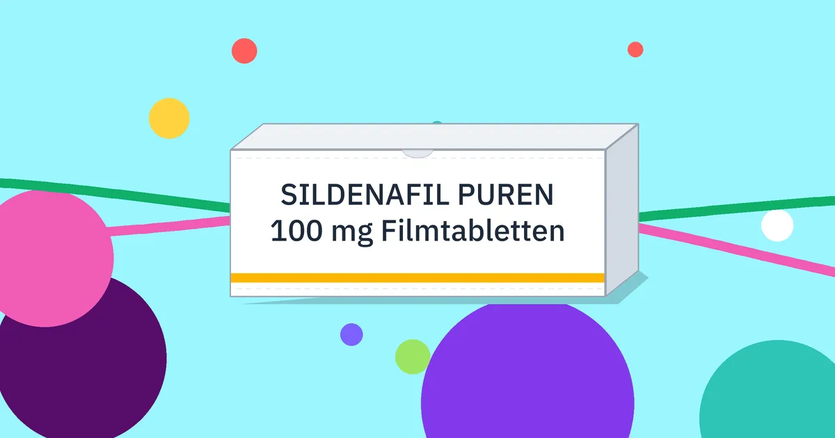 Symbolbild: Packung mit der Aufschrift SILDENAFIL PUREN 100 mg Filmtabletten (PZN 16815891) – Verfügbarkeit und Bezug in Apotheken in Frankfurt am Main