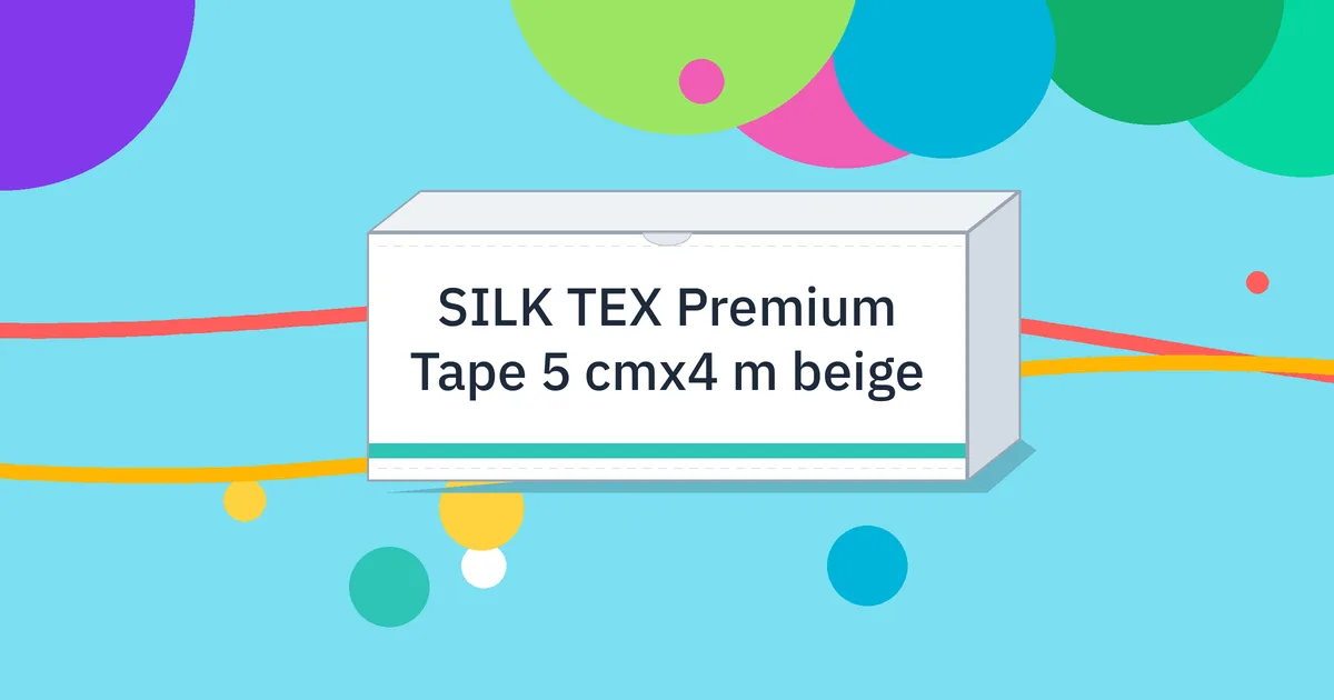 Symbolbild: Packung mit der Aufschrift SILK TEX Premium Tape 5 cmx4 m beige (PZN 10069085) – Verfügbarkeit und Bezug in Apotheken in Frankfurt am Main