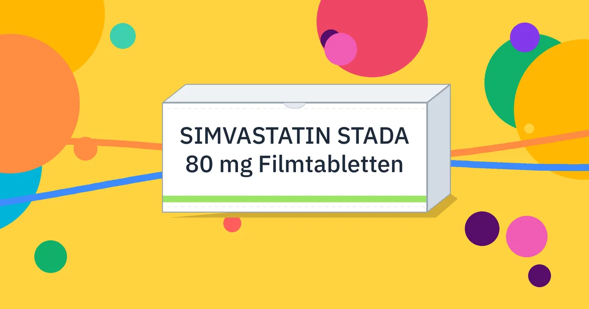 Symbolbild: Packung mit der Aufschrift SIMVASTATIN STADA 80 mg Filmtabletten (PZN 04984849) – Verfügbarkeit und Bezug in Apotheken in Frankfurt am Main