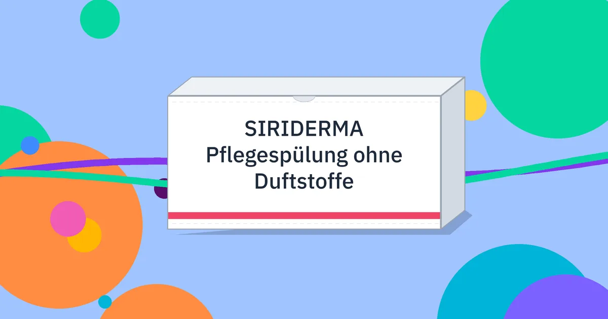 Symbolbild: Packung mit der Aufschrift SIRIDERMA Pflegespülung ohne Duftstoffe (PZN 17561547) – Verfügbarkeit und Bezug in Apotheken in Frankfurt am Main