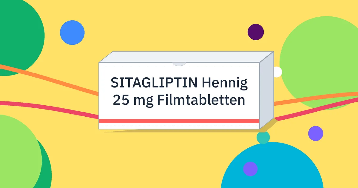 Symbolbild: Packung mit der Aufschrift SITAGLIPTIN Hennig 25 mg Filmtabletten (PZN 17858419) – Verfügbarkeit und Bezug in Apotheken in Frankfurt am Main