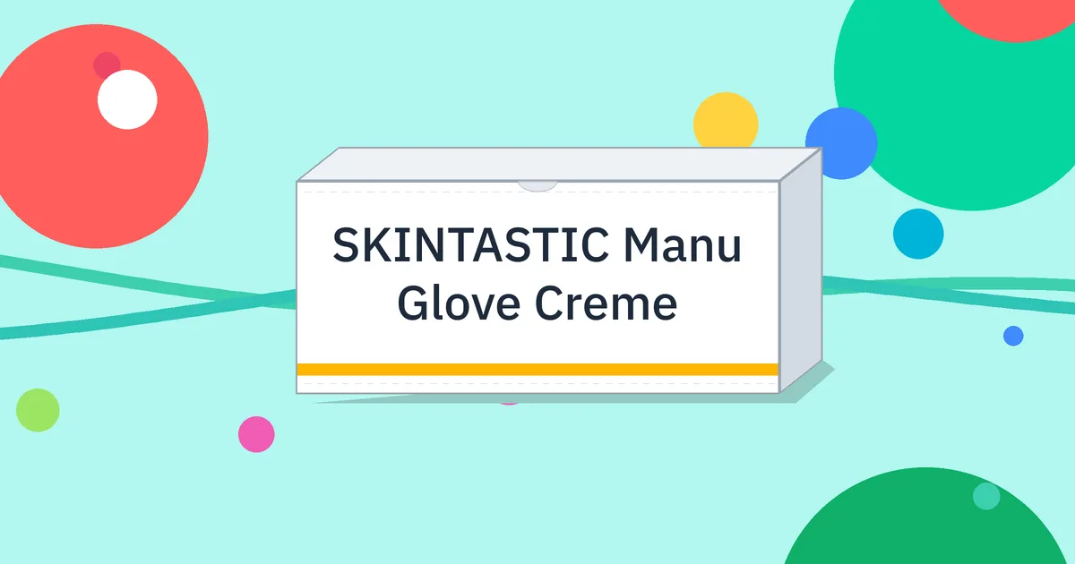 Symbolbild: Packung mit der Aufschrift SKINTASTIC Manu Glove Creme (PZN 14544703) – Verfügbarkeit und Bezug in Apotheken in Frankfurt am Main