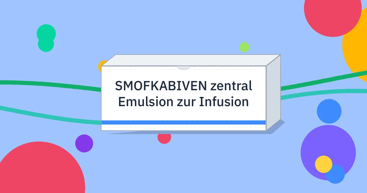 Symbolbild: Packung mit der Aufschrift SMOFKABIVEN zentral Emulsion zur Infusion (PZN 16869214) – Verfügbarkeit und Bezug in Apotheken in Frankfurt am Main