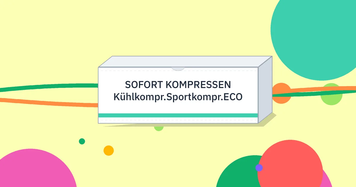 Symbolbild: Packung mit der Aufschrift SOFORT KOMPRESSEN Kühlkompr.Sportkompr.ECO (PZN 09205465) – Verfügbarkeit und Bezug in Apotheken in Frankfurt am Main