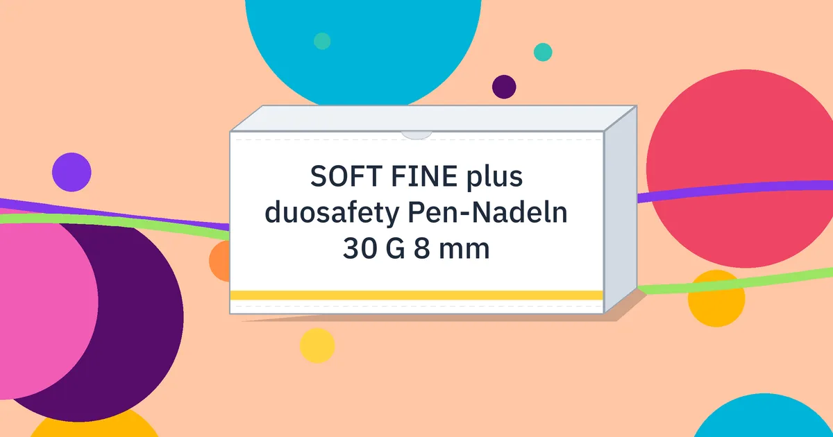 Symbolbild: Packung mit der Aufschrift SOFT FINE plus duosafety Pen-Nadeln 30 G 8 mm (PZN 20130934) – Verfügbarkeit und Bezug in Apotheken in Frankfurt am Main