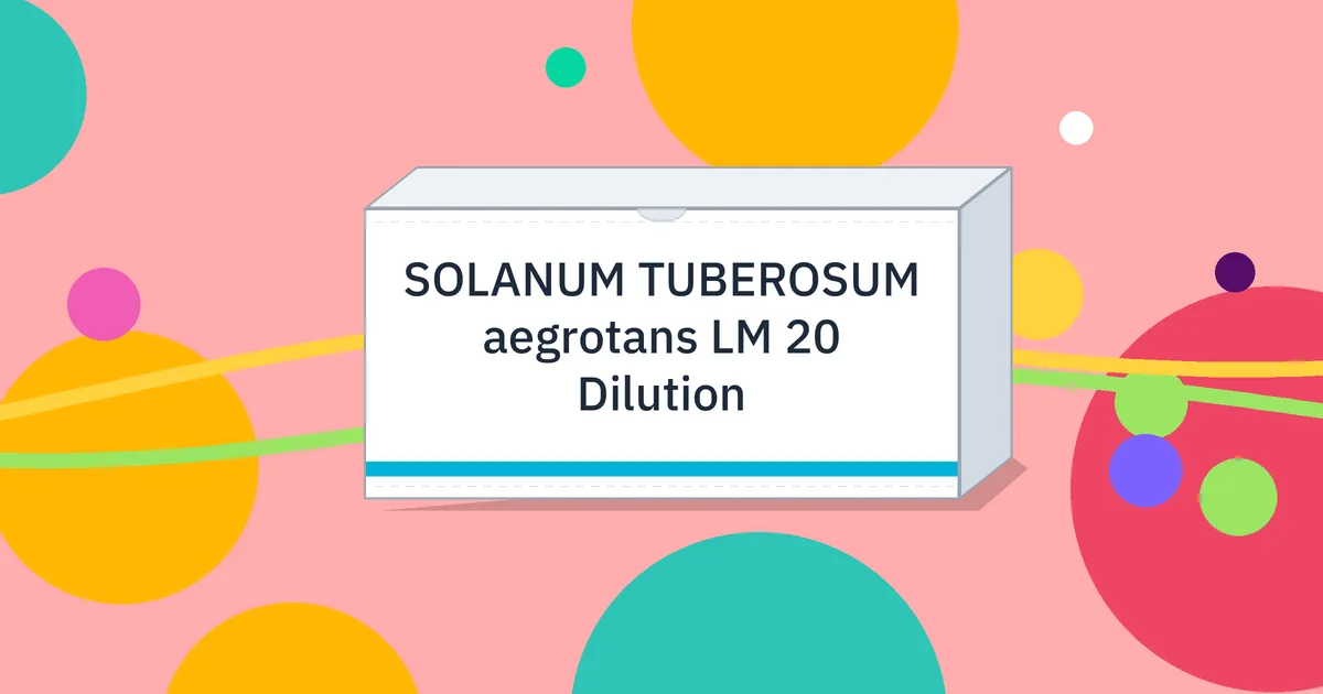 Symbolbild: Packung mit der Aufschrift SOLANUM TUBEROSUM aegrotans LM 20 Dilution (PZN 13193897) – Verfügbarkeit und Bezug in Apotheken in Frankfurt am Main