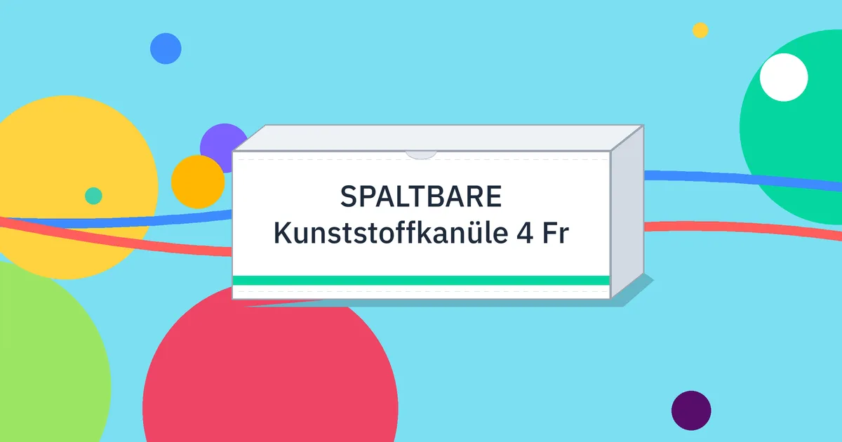 Symbolbild: Packung mit der Aufschrift SPALTBARE Kunststoffkanüle 4 Fr (PZN 10536960) – Verfügbarkeit und Bezug in Apotheken in Frankfurt am Main