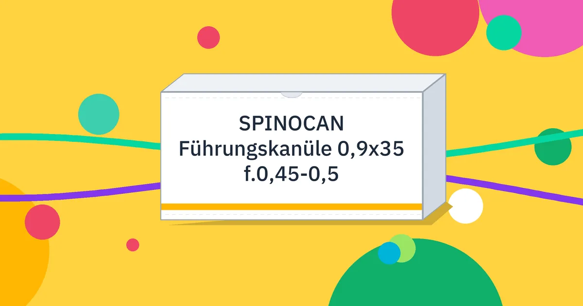 Symbolbild: Packung mit der Aufschrift SPINOCAN Führungskanüle 0,9x35 f.0,45-0,5 (PZN 02100556) – Verfügbarkeit und Bezug in Apotheken in Frankfurt am Main
