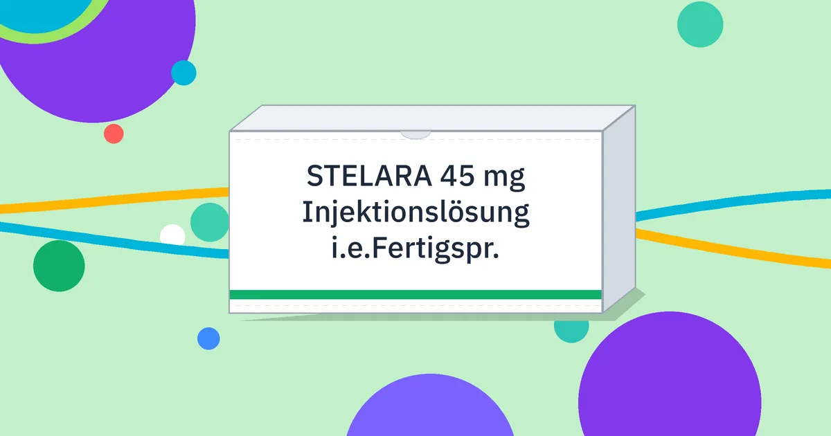 Symbolbild: Packung mit der Aufschrift STELARA 45 mg Injektionslösung i.e.Fertigspr. (PZN 17312643) – Verfügbarkeit und Bezug in Apotheken in Frankfurt am Main