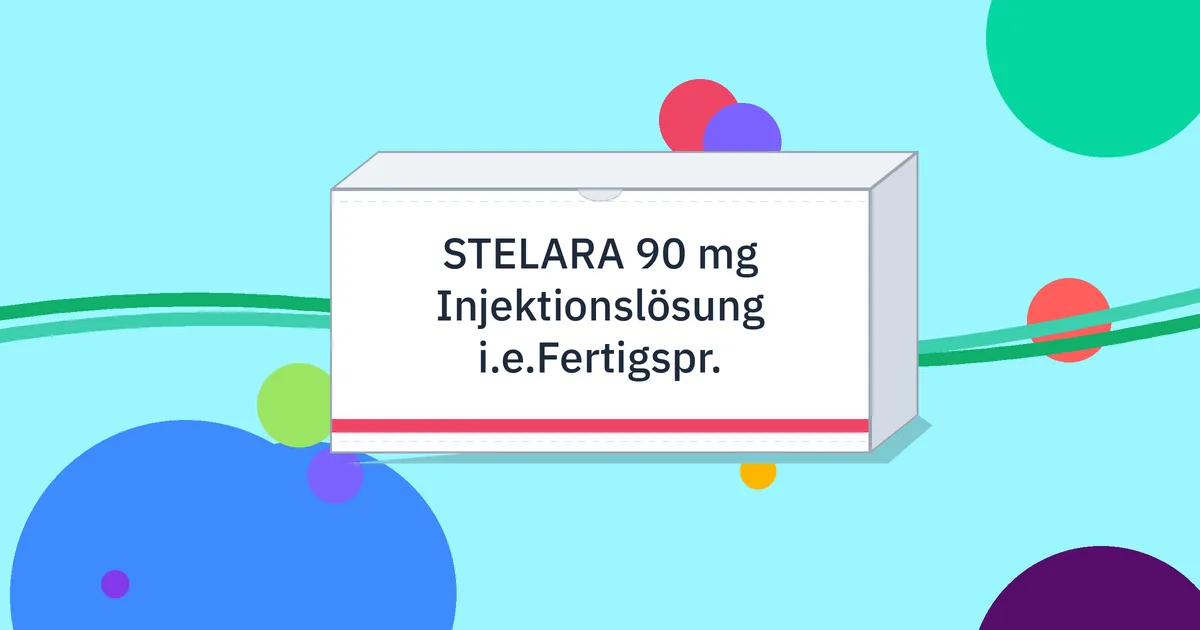 Symbolbild: Packung mit der Aufschrift STELARA 90 mg Injektionslösung i.e.Fertigspr. (PZN 18319676) – Verfügbarkeit und Bezug in Apotheken in Frankfurt am Main
