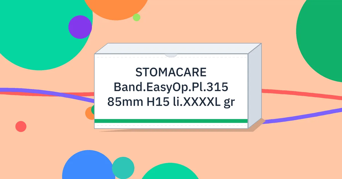 Symbolbild: Packung mit der Aufschrift STOMACARE Band.EasyOp.Pl.315 85mm H15 li.XXXXL gr (PZN 17905797) – Verfügbarkeit und Bezug in Apotheken in Frankfurt am Main