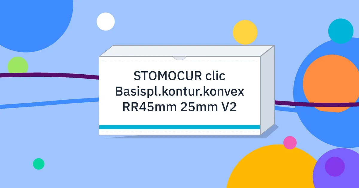 Symbolbild: Packung mit der Aufschrift STOMOCUR clic Basispl.kontur.konvex RR45mm 25mm V2 (PZN 18238825) – Verfügbarkeit und Bezug in Apotheken in Frankfurt am Main