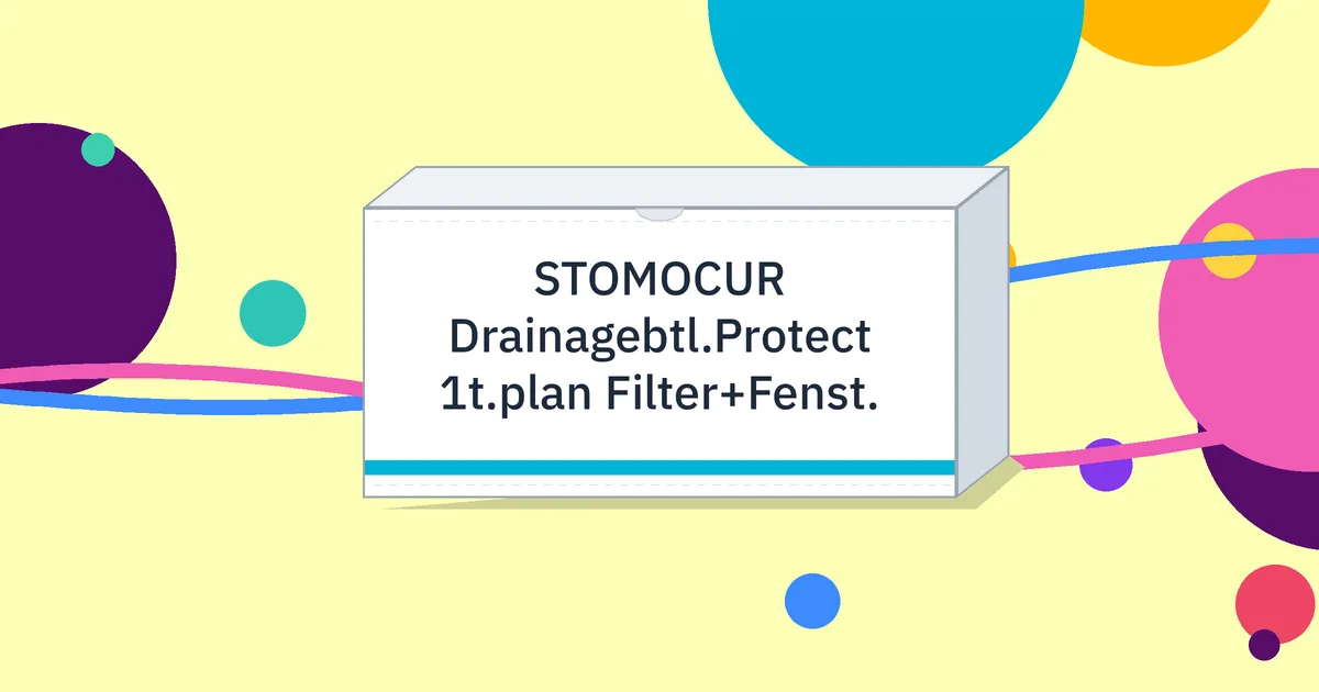 Symbolbild: Packung mit der Aufschrift STOMOCUR Drainagebtl.Protect 1t.plan Filter+Fenst. (PZN 12465129) – Verfügbarkeit und Bezug in Apotheken in Frankfurt am Main